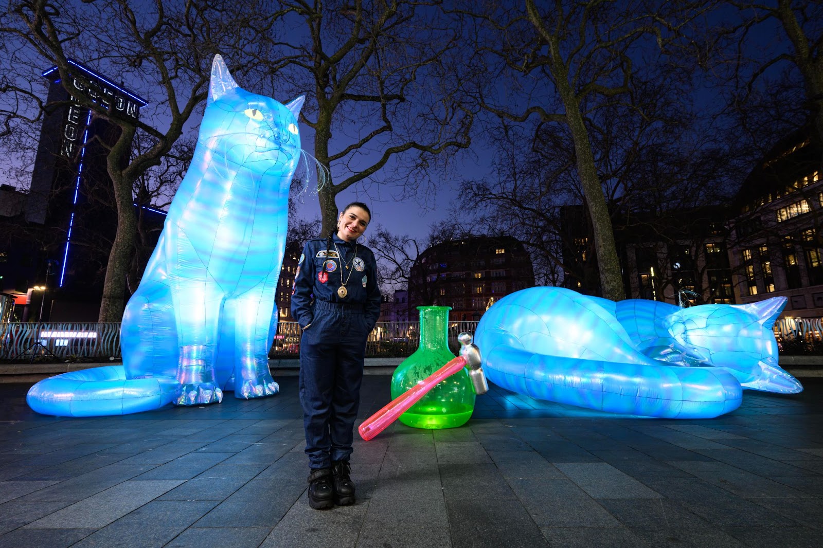 Giant neon cats and asteroids land in London's West End for Art After ...