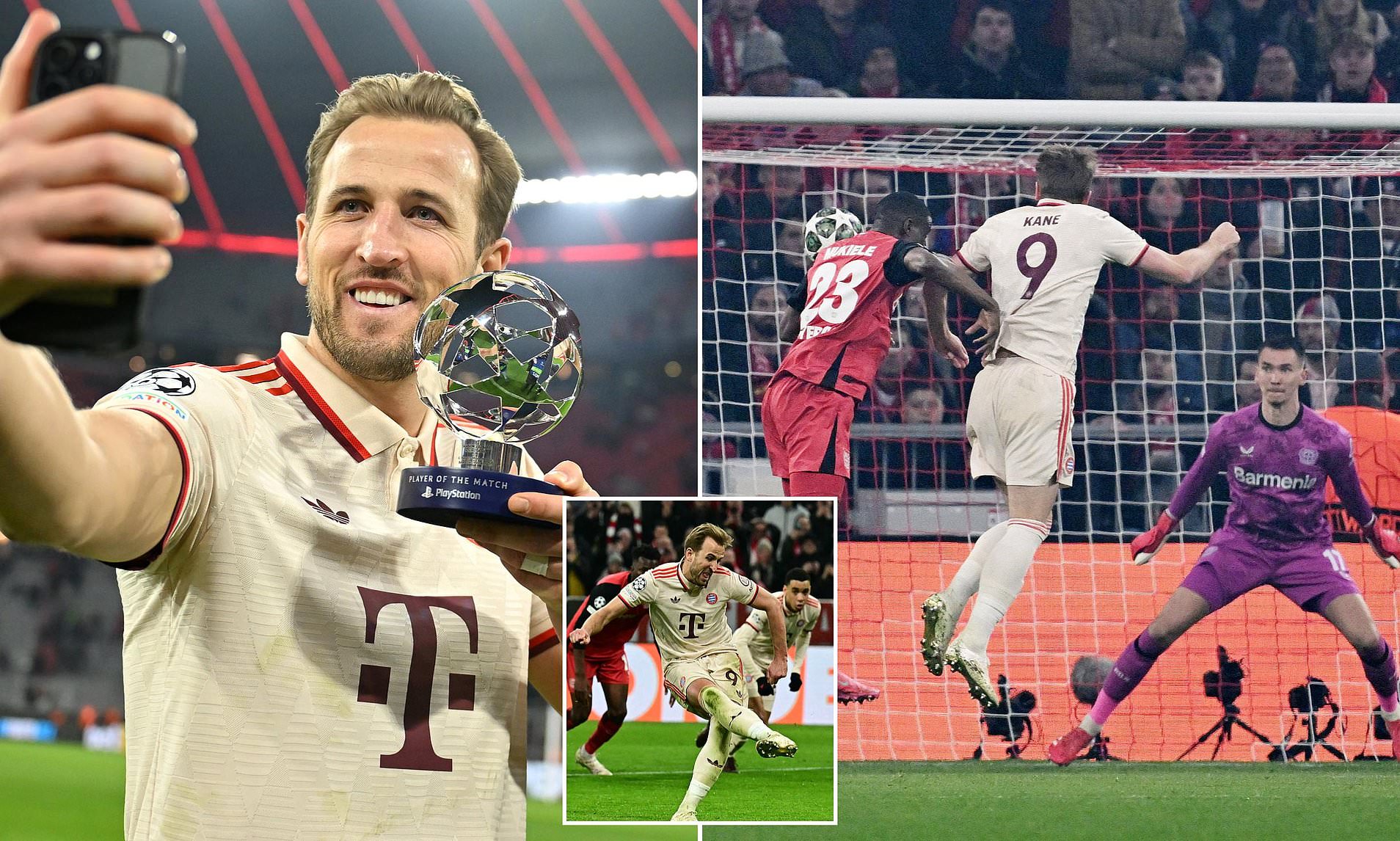 Harry Kane is hailed by German press after breaking his 'Leverkusen curse' with a brace in ...