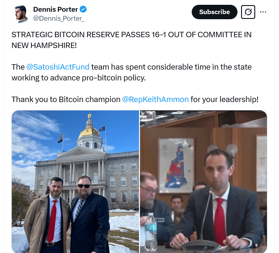 New Hampshire Bitcoin bill passes through House committee in a landslide