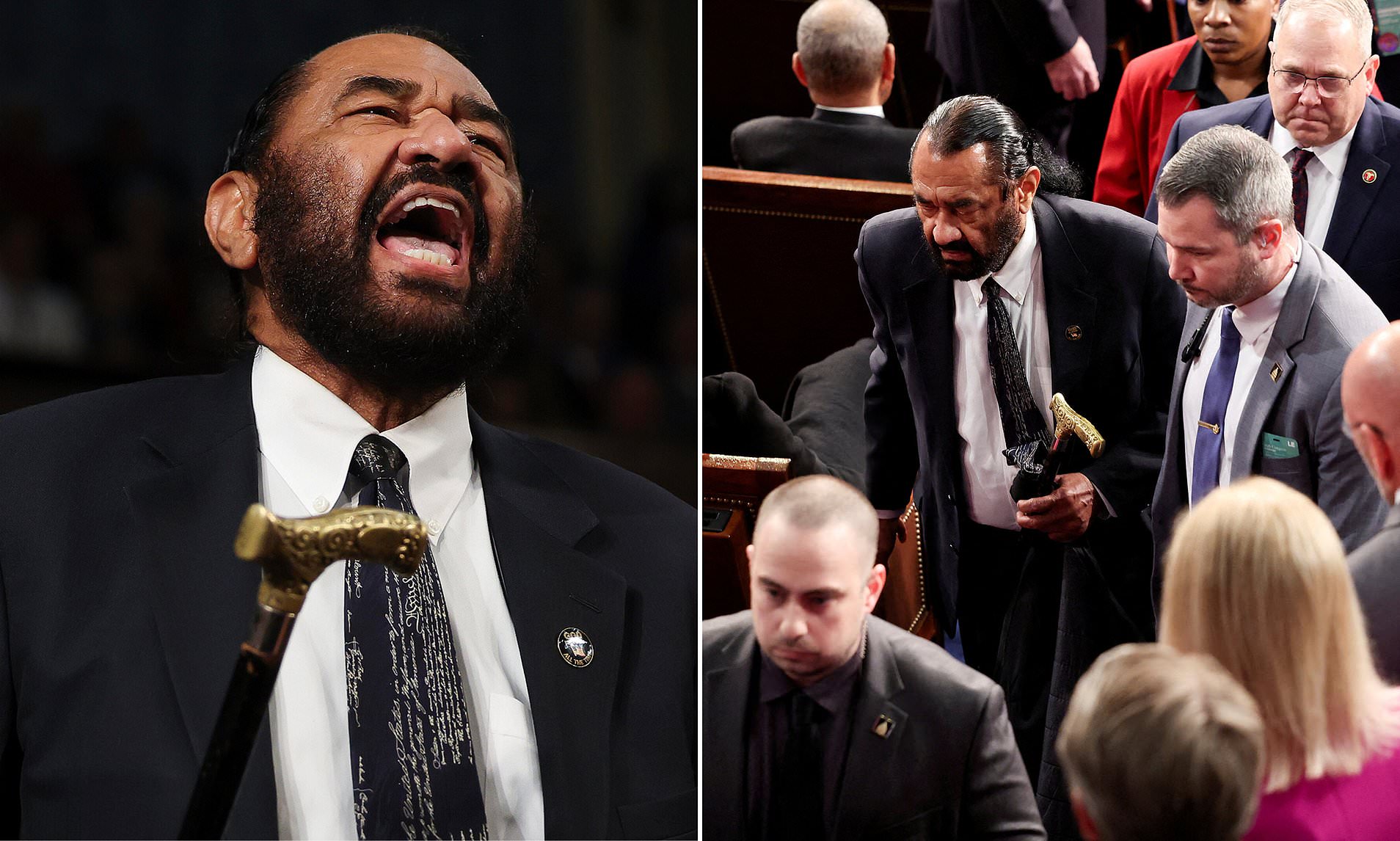 Al Green censured by Republicans after being removed from Trump speech