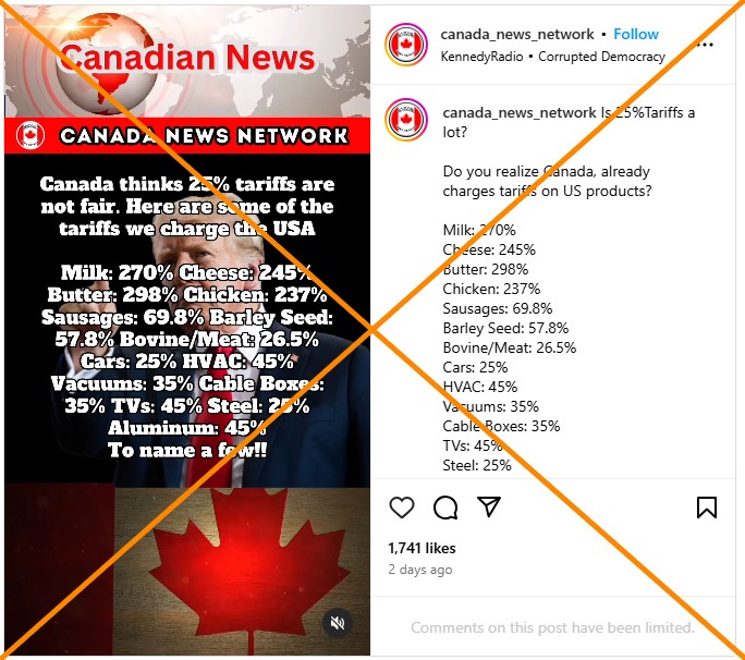 Inaccurate list of Canadian tariffs circulates amid US trade war