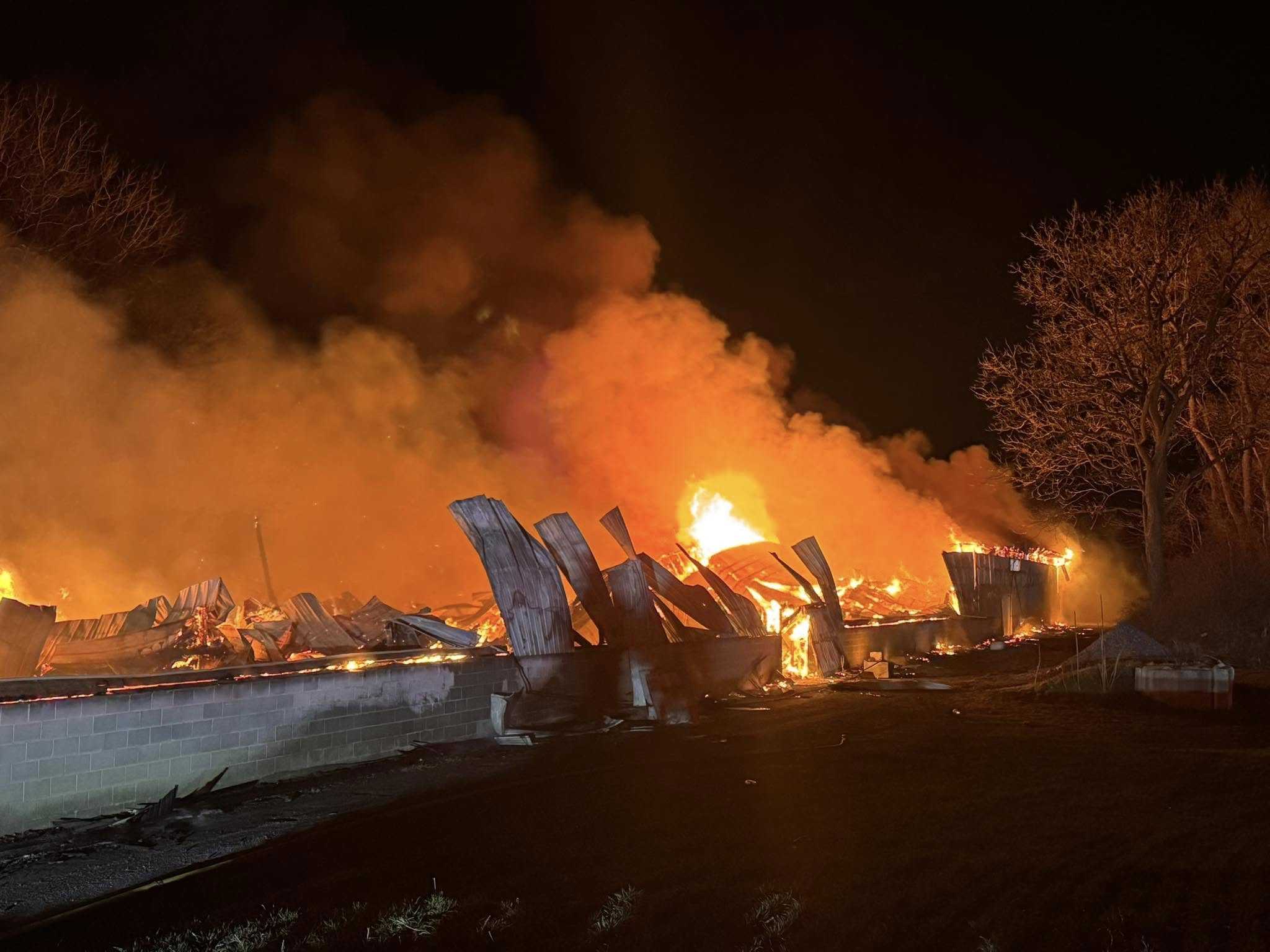 600-foot chicken barn collapses after massive fire