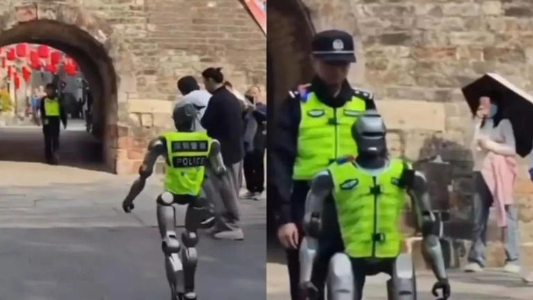 Watch: Chinese humanoid police robots patrolling streets go viral ...