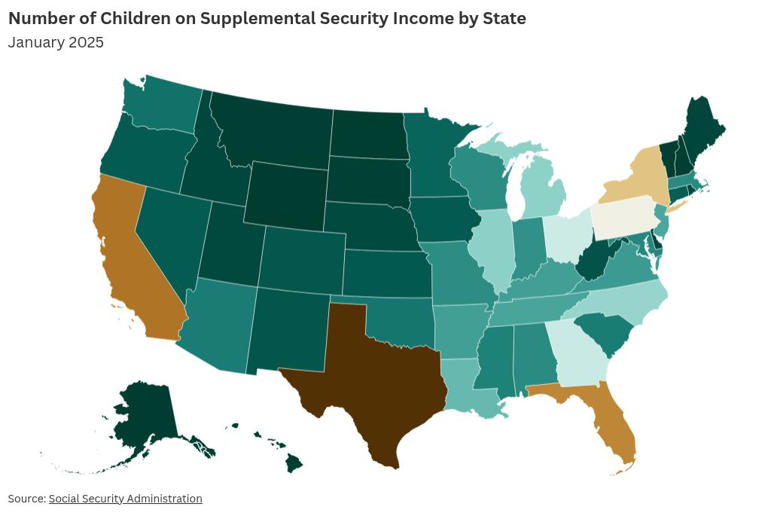 Map Shows States With the Most Kids Collecting Supplemental Social ...