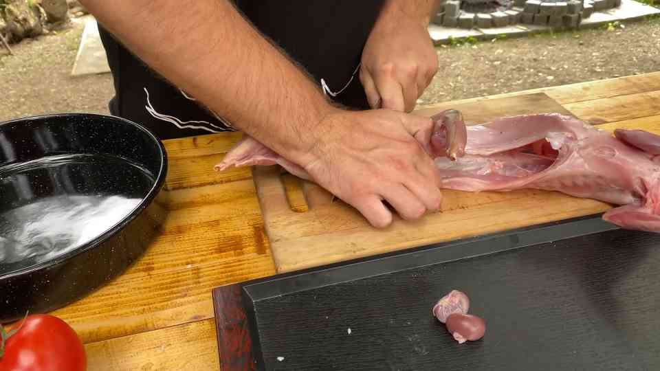 Cooking rabbit meat the traditional way with tomato sauce