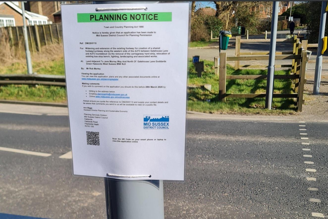 Plans for shared footway and cycleway in Hassocks
