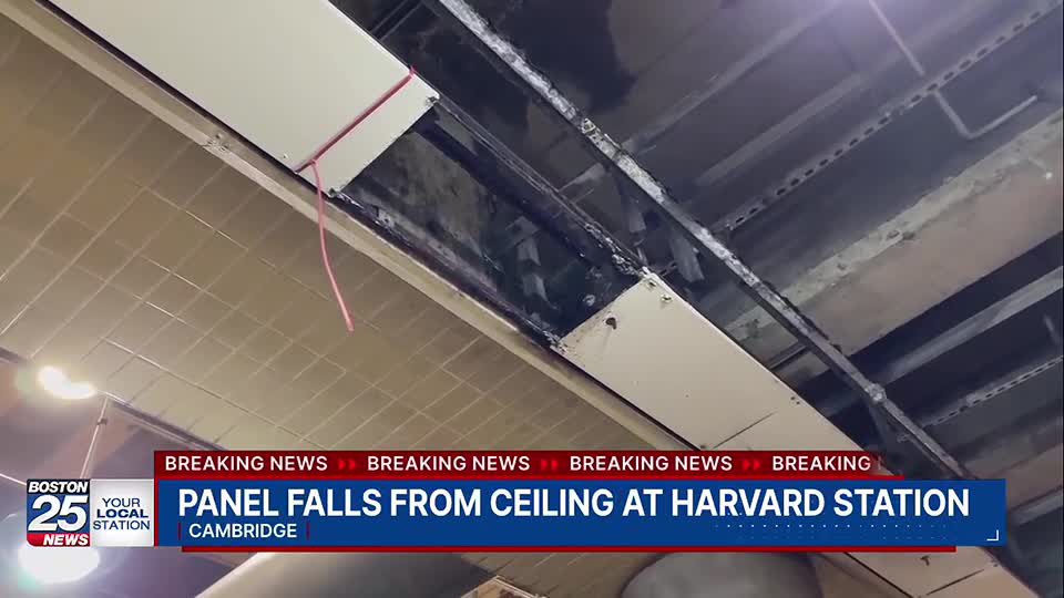 MBTA investigating after ceiling panel falls at Harvard station