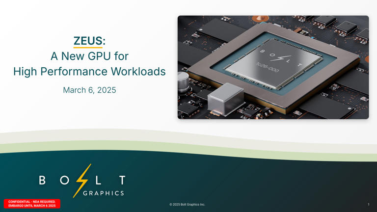 Bolt Graphics 推出 Zeus GPU：至高 2.3TB 显存，原生 800GbE