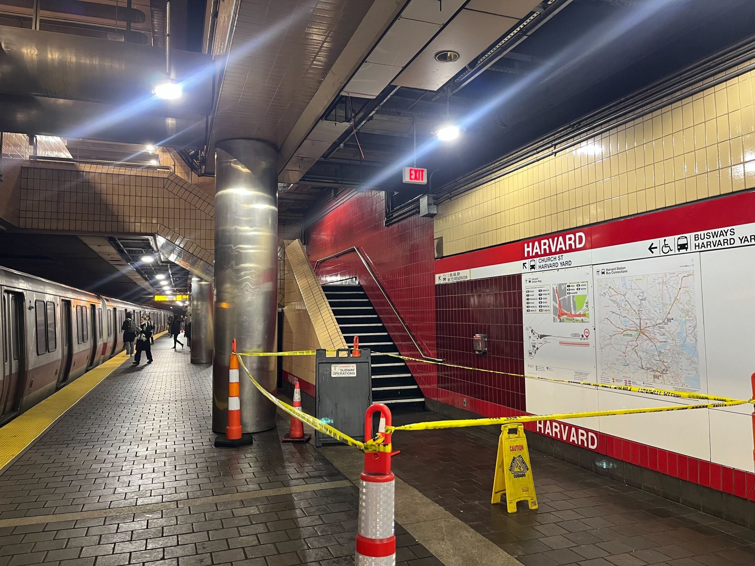 Ceiling panel falls at MBTA’s Harvard Red Line station