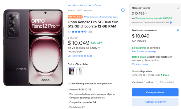 Mercado Libre remata el OPPO RENO 12 PRO con 12GB RAM + 512GB | casi ...