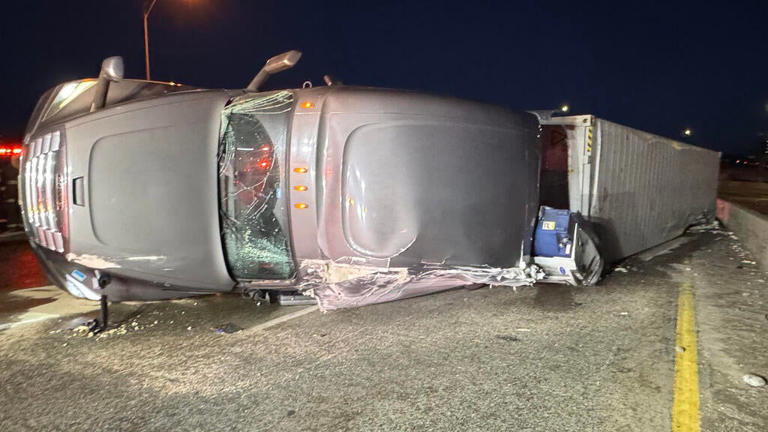 Massachusetts Turnpike traffic backed up for miles after tractor trailer crash in Boston