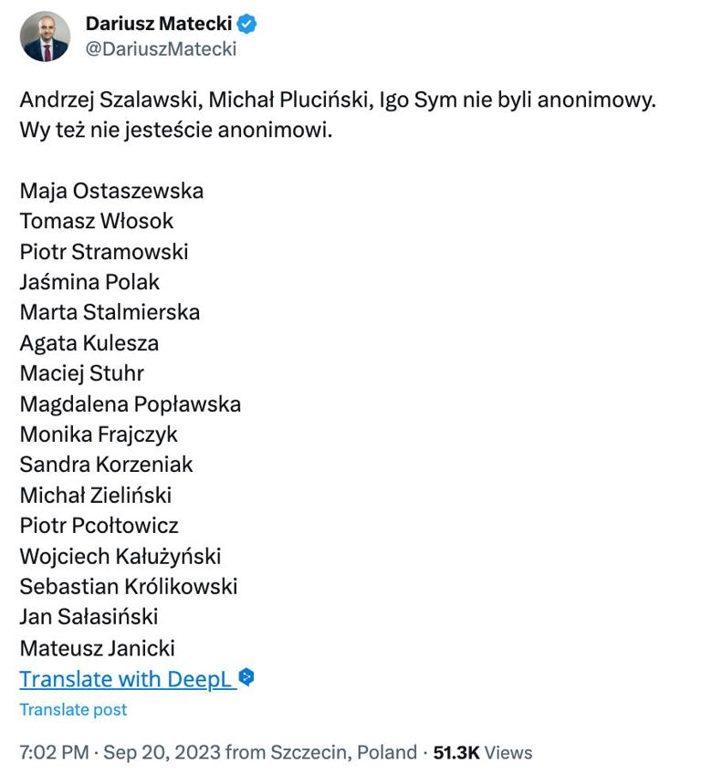 Dariuszowi Mateckiemu zarzucano mowę nienawiści. Areszt grozi mu za coś innego