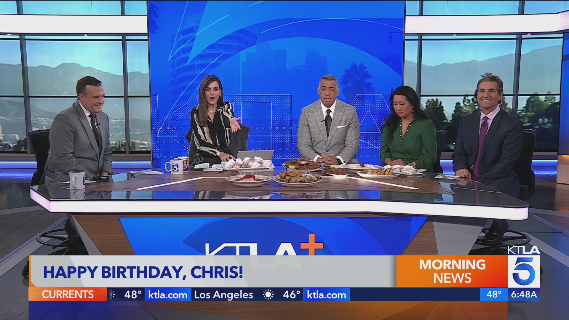 Celebrating KTLA's Chris Schauble's birthday with Mardi Gras Tuesday