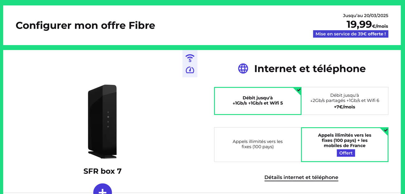Promo : la fibre 1 Gbit/s à 19,99 € par mois chez SFR, sans frais de ...