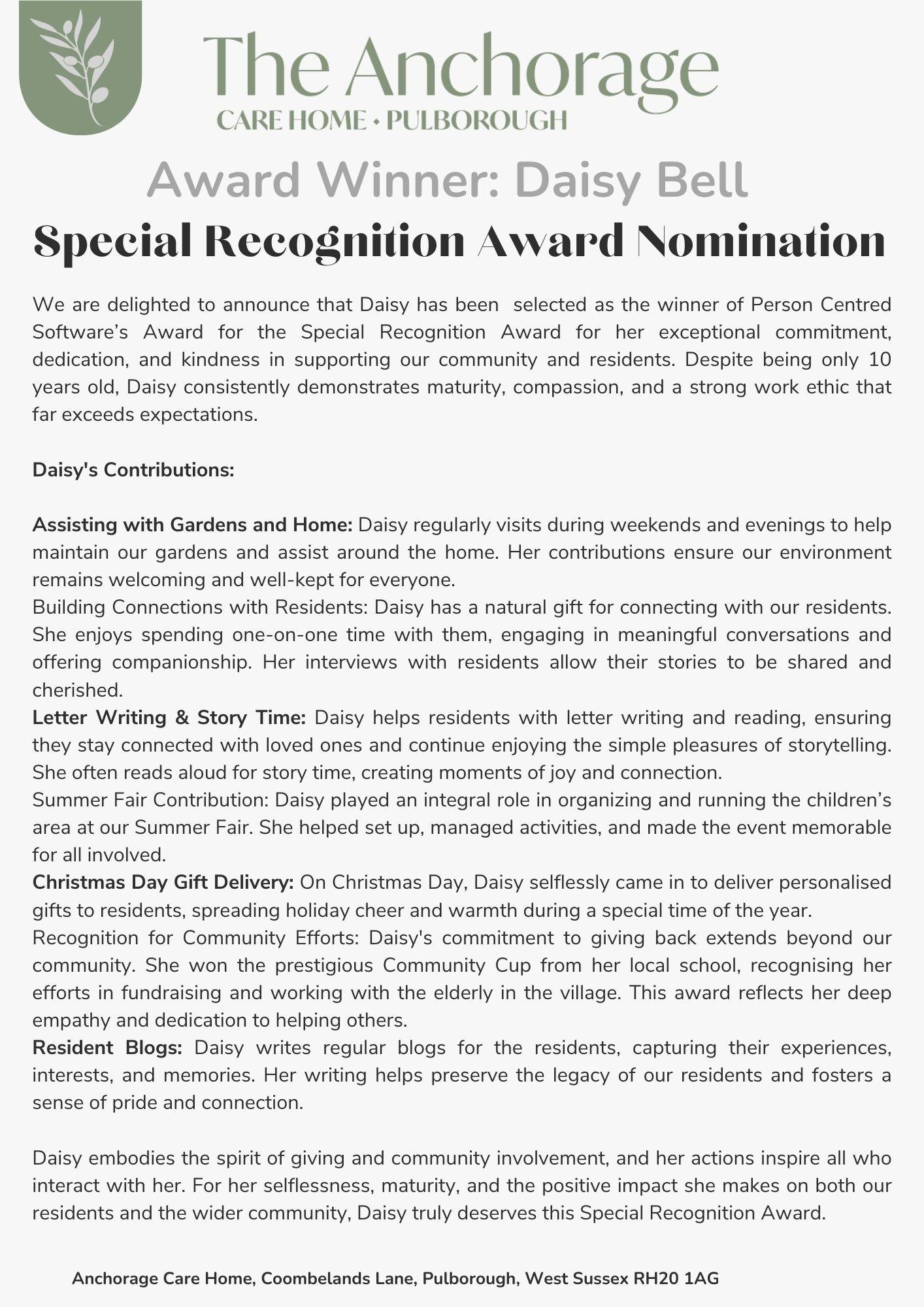 Meet Champions of Care Award winner Daisy Bell, who helps out at The ...