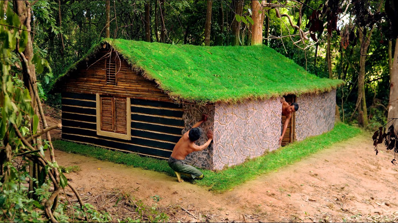 25 Days Building an Underground House with a Decorated Underground Room