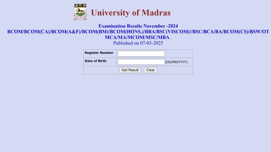 Madras University Result 2025 Live: November UG, PG results declared at ...