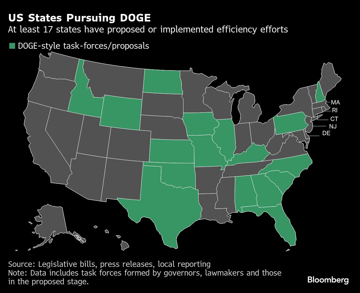 DOGE Push Spurs State Copycats With Governors Eyeing Cost Cuts