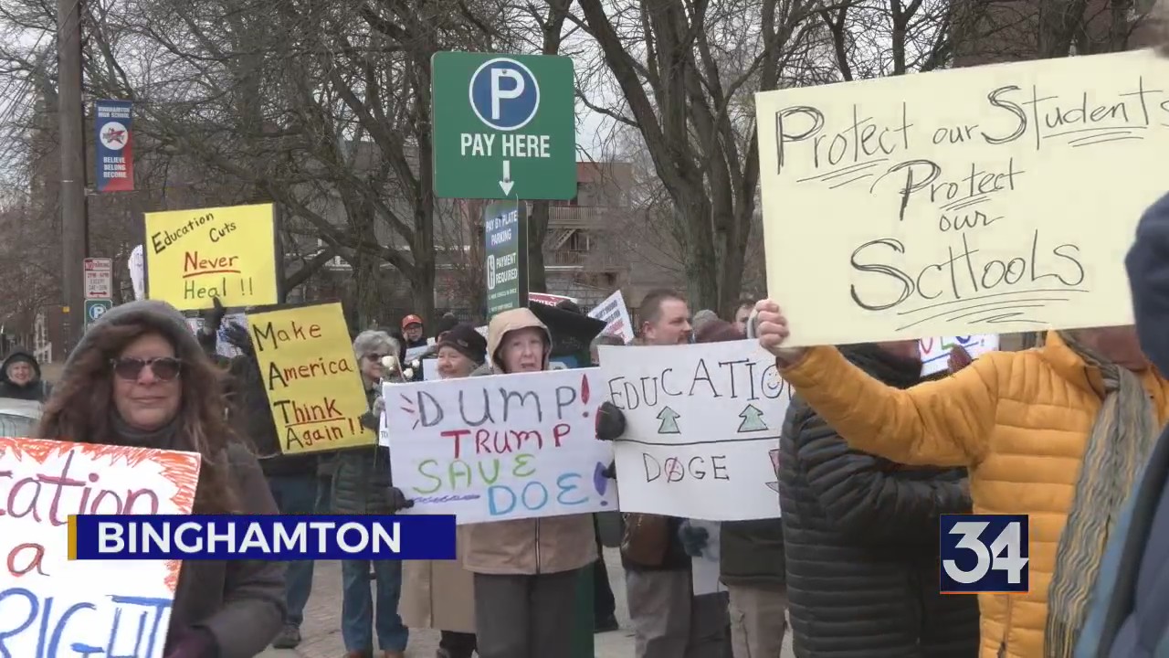 Binghamton community protests Trump’s proposal to dismantle Department ...
