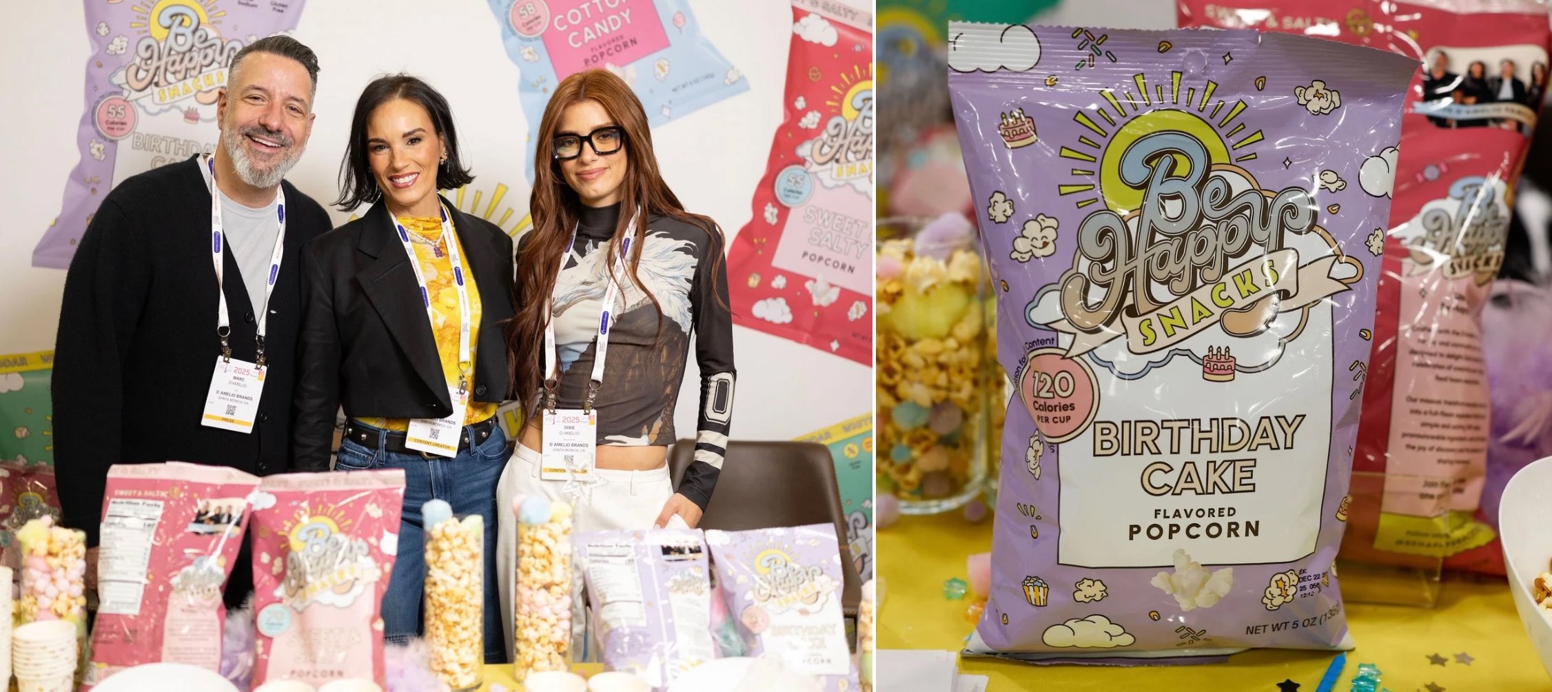 Dixie, Heidi and Marc D'Amelio Debut New Flavors of BE HAPPY SNACKS at Expo West