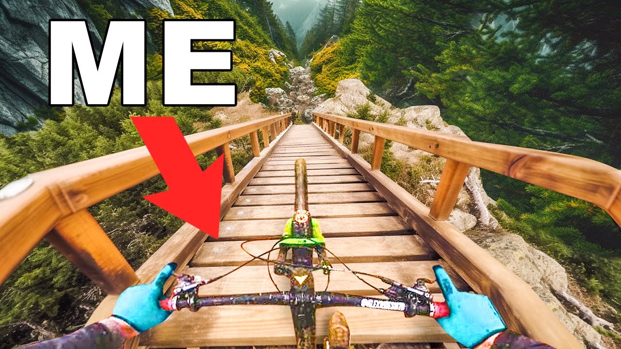 Cyclist tries downhill mountain biking for the first time