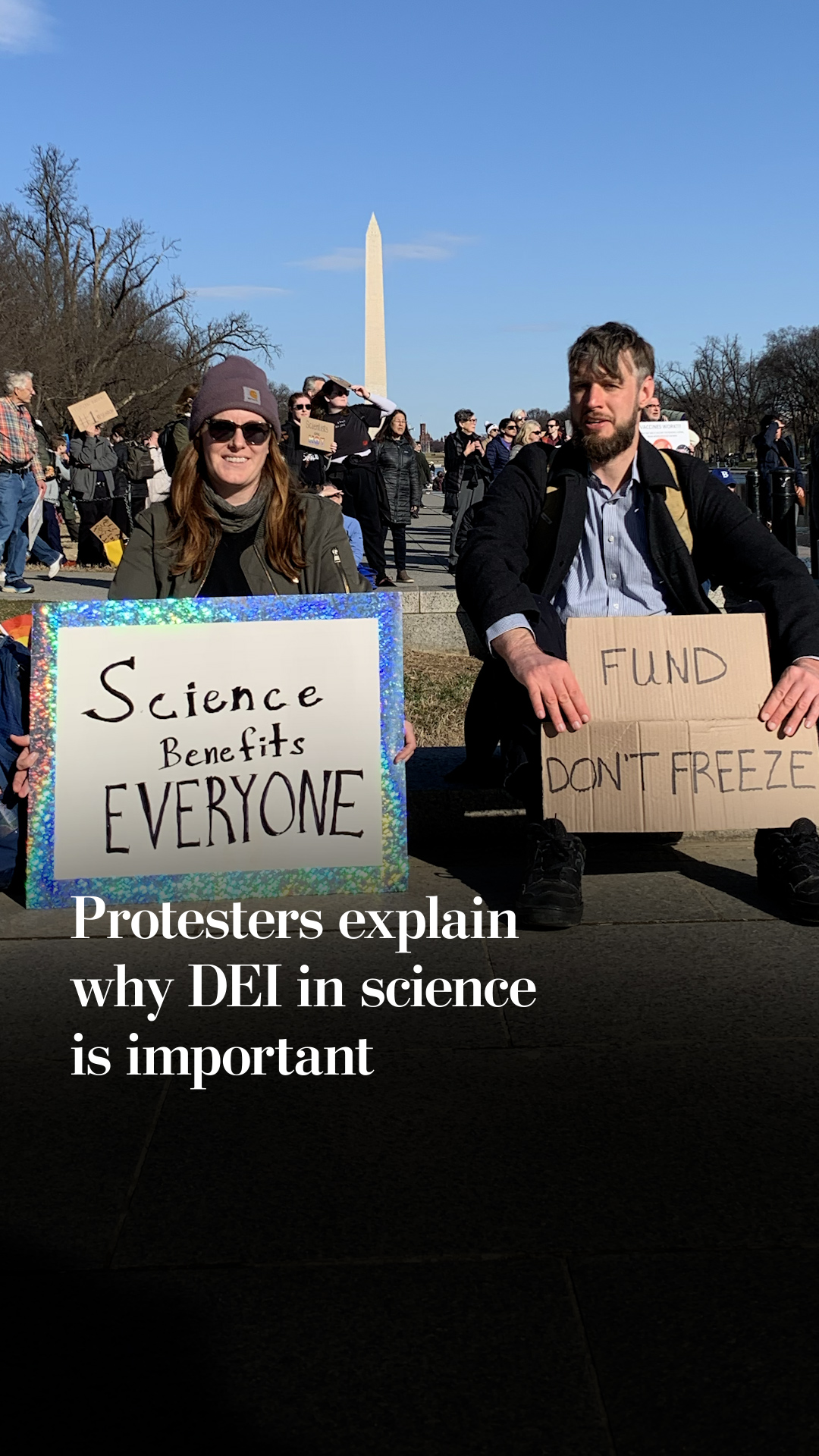 Protesters explain why DEI in science is important