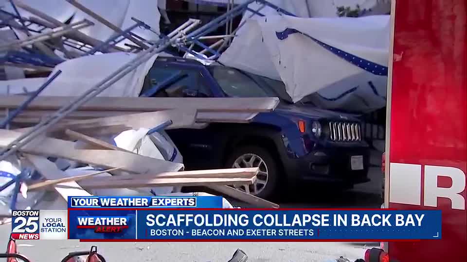 Large emergency response after scaffolding collapses on vehicles in ...