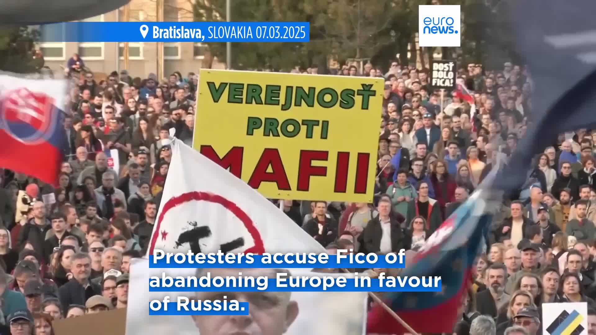 Thousands of Slovaks stage protests against the Russia-friendly government