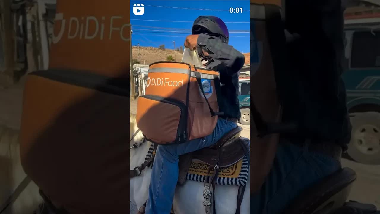 DiDi Food Delivery Rider Uses Horse for Deliveries