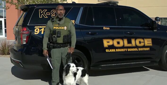 K9 Oreo wraps up reading week with CCSD Officer across the Valley