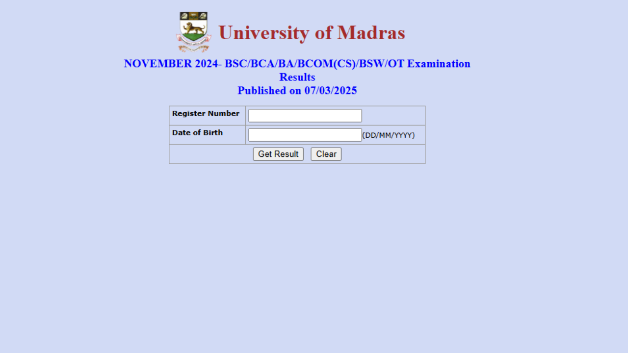 Madras University November 2024 result declared at unom.ac.in: Check ...