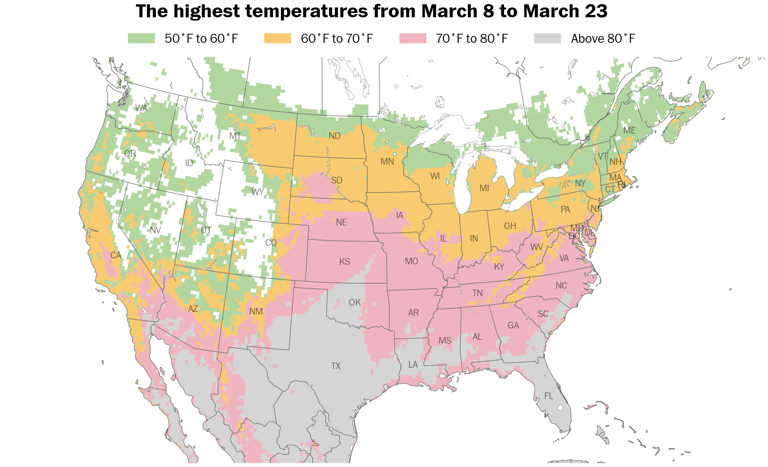Much of the U.S. will soon have temperatures higher than 70 degrees ...