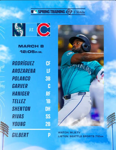Mariners 2025 Spring Training Game #17 (3/8): Open Game Thread