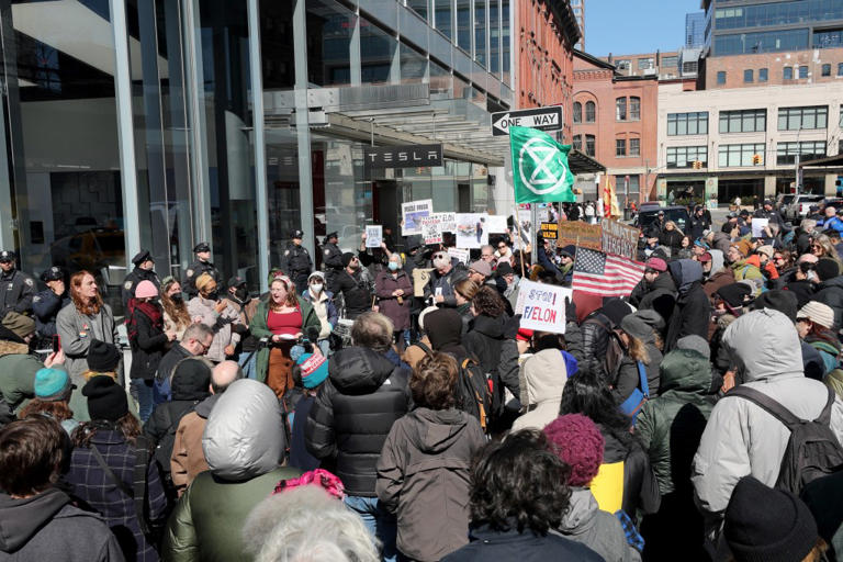 Six protesters arrested at NYC Tesla showroom: NYPD