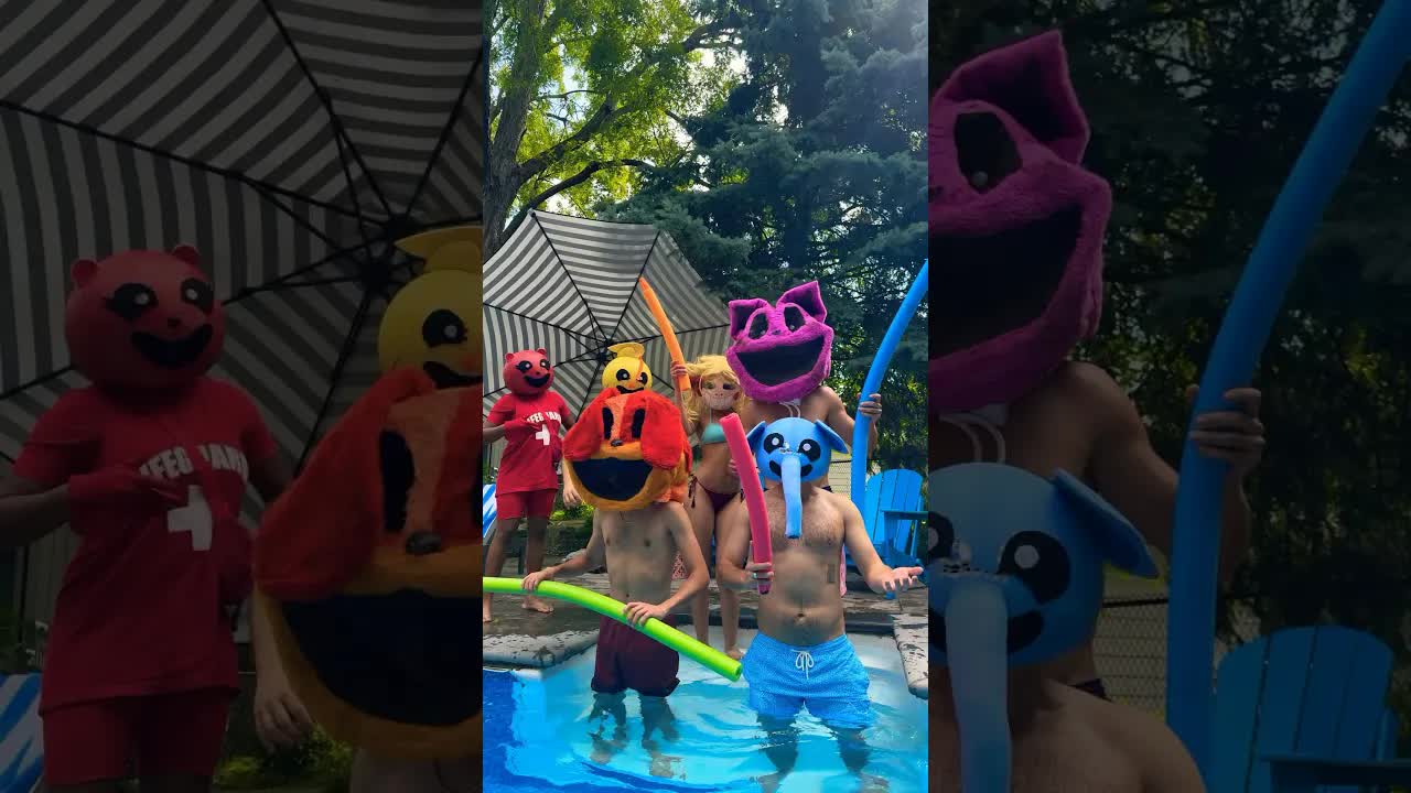 Pool Party Fun with Cartoon Masks!