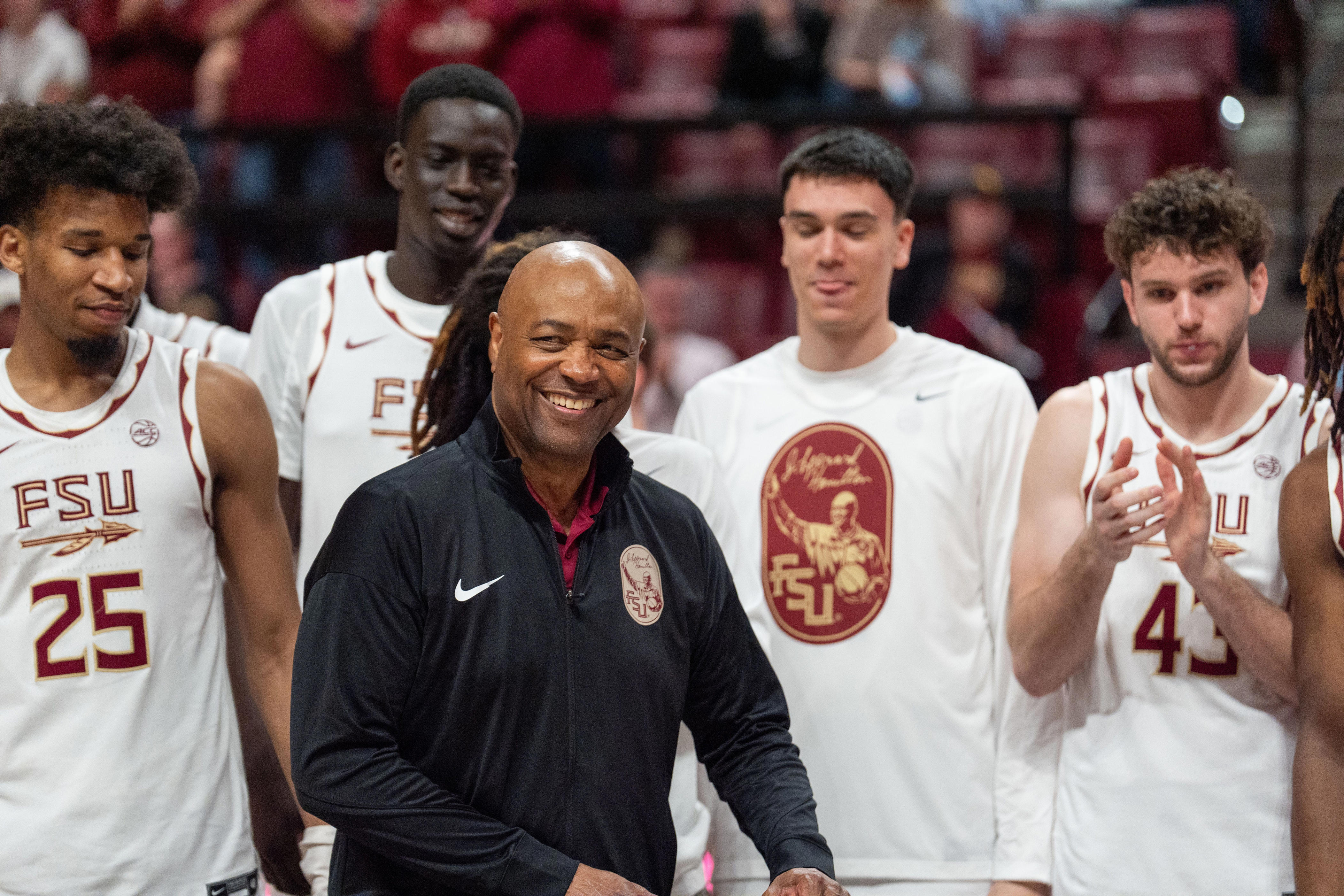 FSU basketball's legendary coach Leonard Hamilton points to ...