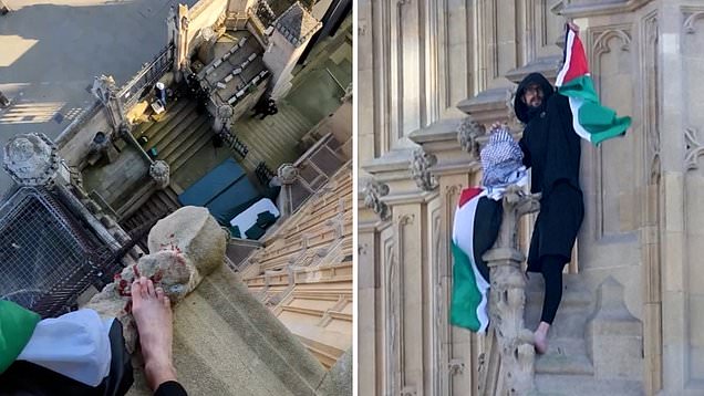 How Big Ben protester scaled tower barefoot with Palestinian flag