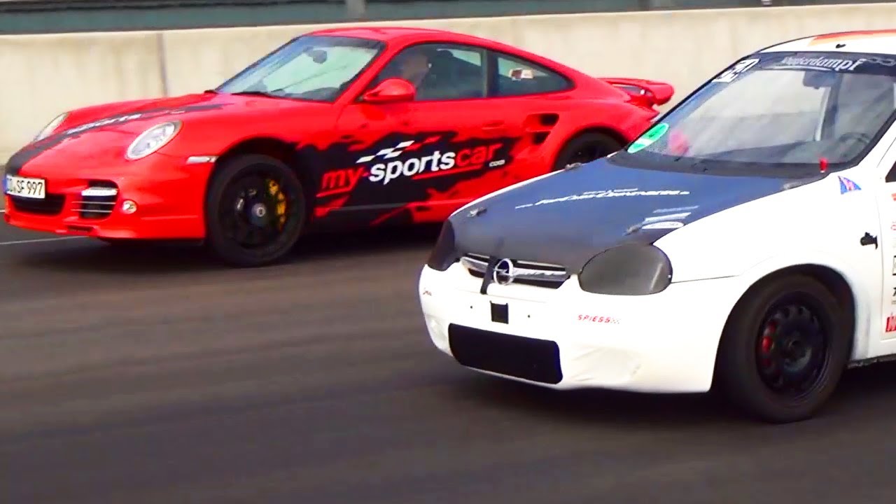 Porsche 911 Turbo S vs Opel Corsa Turbo | Drag Race 1/4 Mile ...