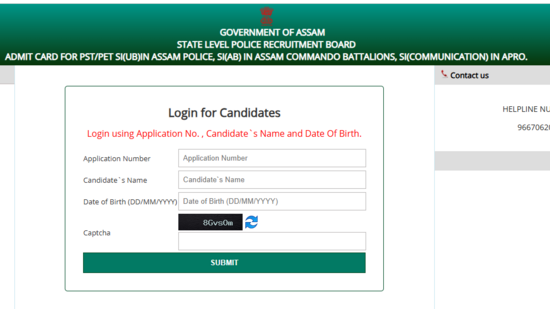 Assam Police SI PET/PST admit cards released at slprbassam.in, direct link