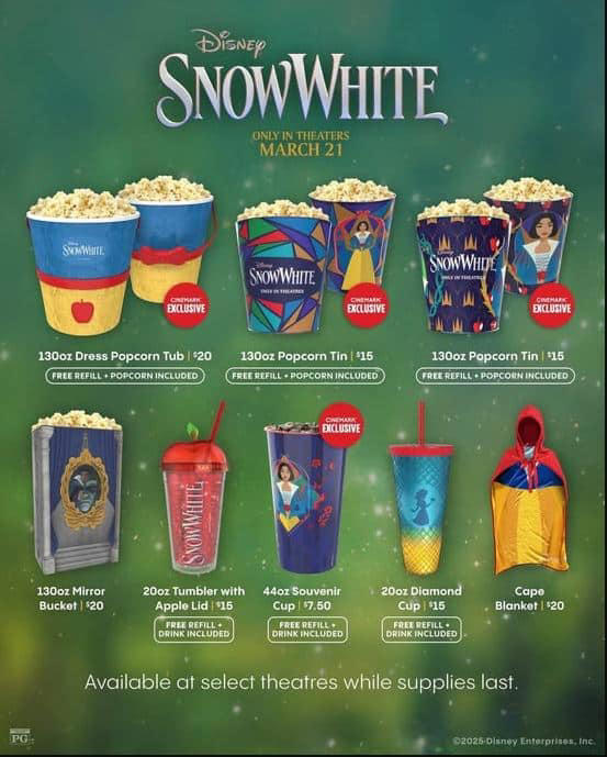Snow White Popcorn Buckets and Merchandise Coming Soon