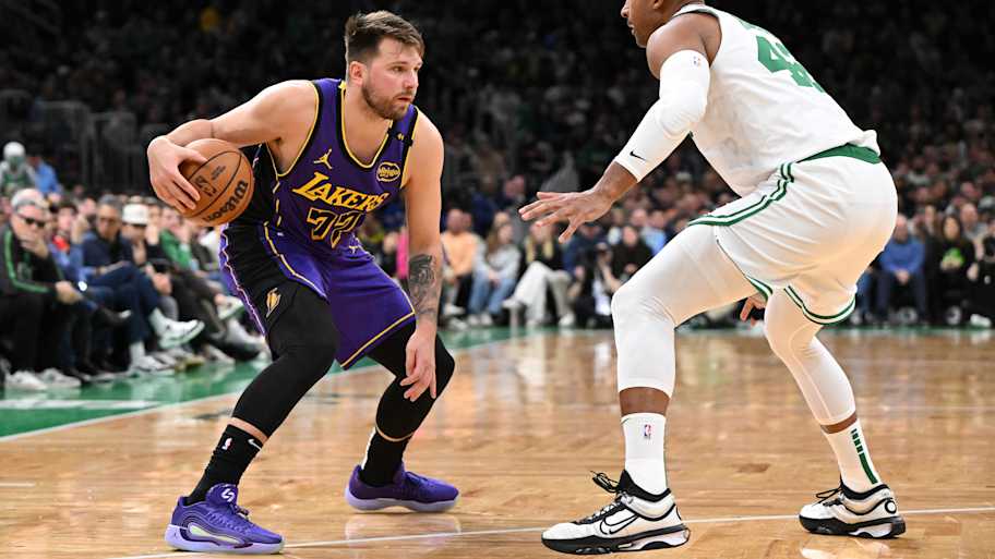 Luka Doncic debuted Jordan Luka 4 'Lakers' colorway against Celtics
