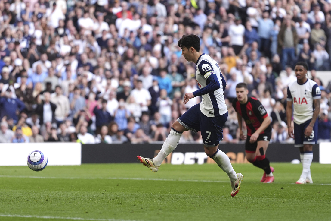 [EPL 리뷰] ‘파넨카킥 미쳤다!’ 손흥민, PK 동점골→‘리그 7호 골’ 폭발··‘0-2→2-2’ 토트넘, 본머스와 극적 무승부→연패 탈출