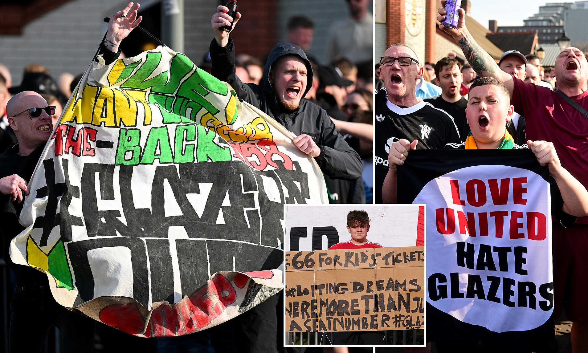 Man United fans stage major protest against the Glazer family ahead of ...