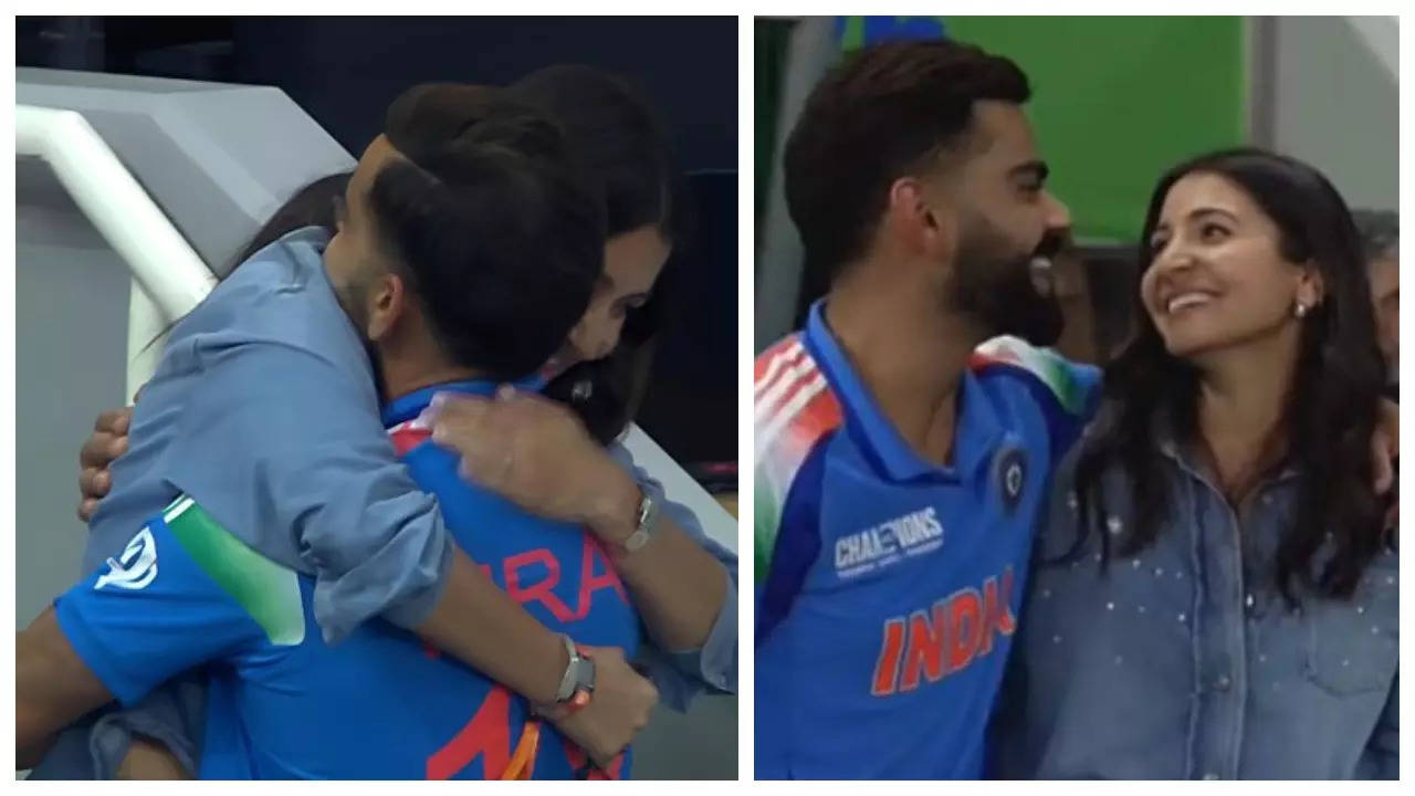 Anushka Sharma lovingly hugs Virat Kohli after India wins against New ...
