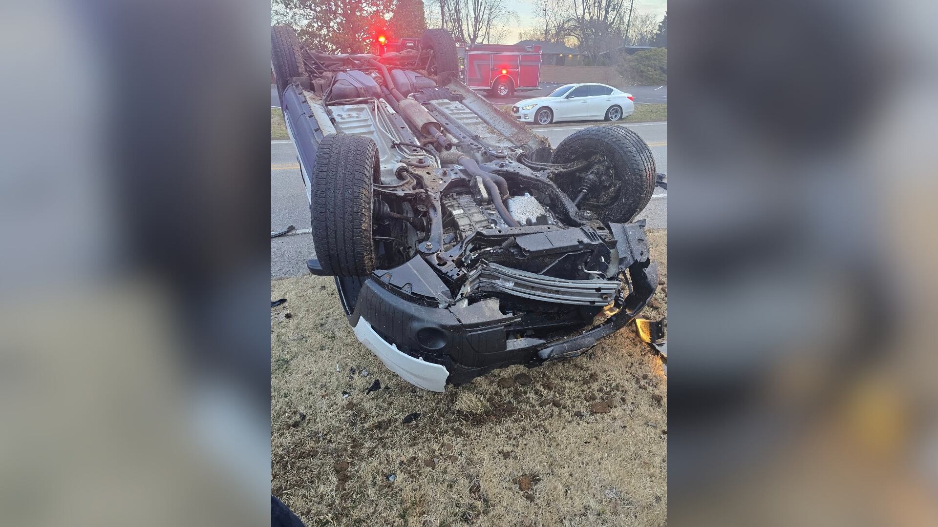 Flipped vehicle accident closes down road in Newburgh