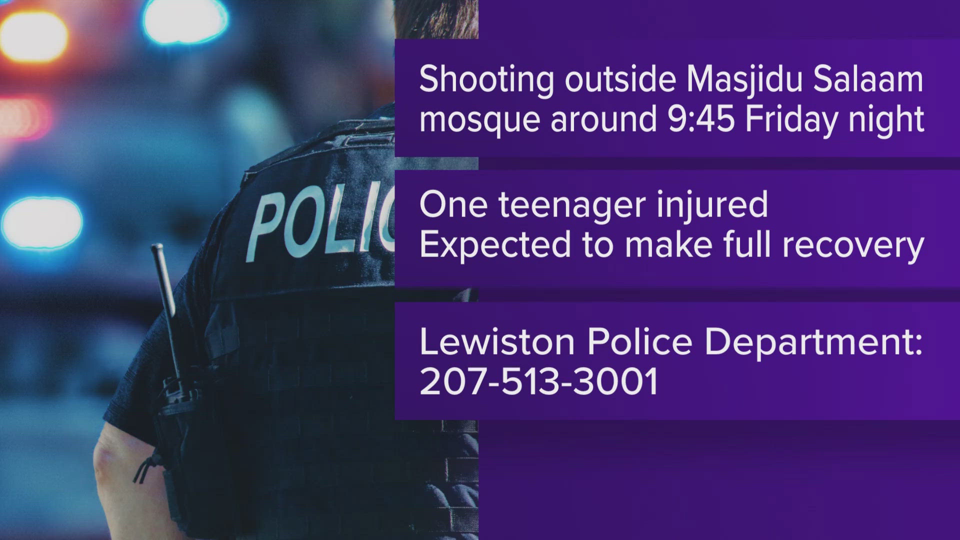 One man injured in shooting outside Lewiston mosque