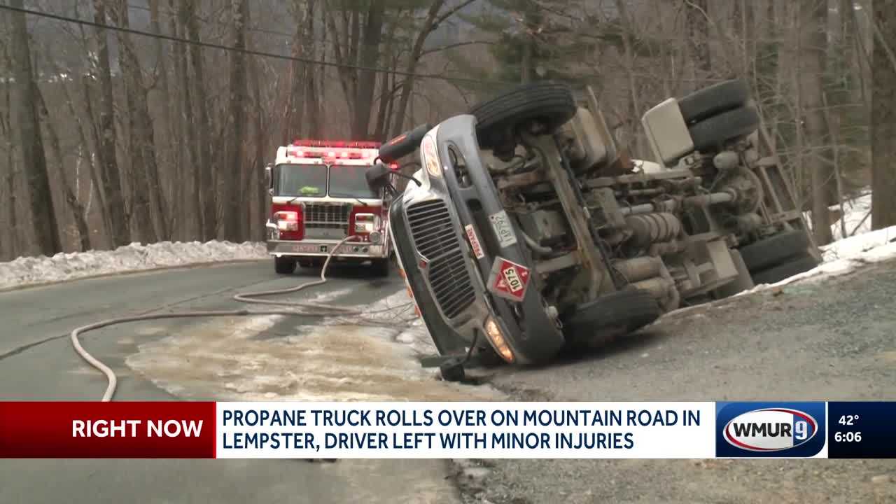 Propane truck rolls over in Lempster, driver left with minor injuries