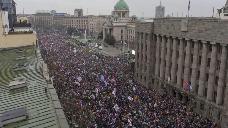 More than 100,000 protesters flood the streets of Belgrade in anti ...