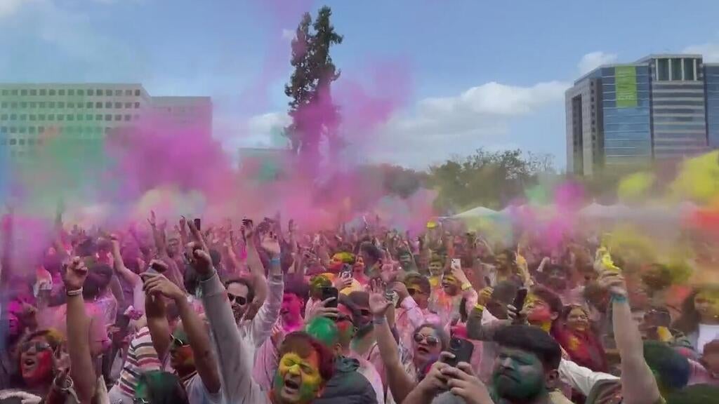 Vibrant colors explode over San Jose's Discovery Meadow Park for Holi Fest