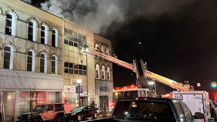 Large fire breaks out in downtown Adrian on Saturday